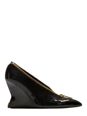 Balmain 95mm Zip-detail Wedge Heeled Pumps - Black