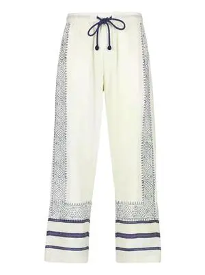 BAZISZT Striped Straight-leg Trousers - White