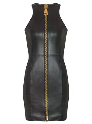 Balmain Leather Mini Dress - Black