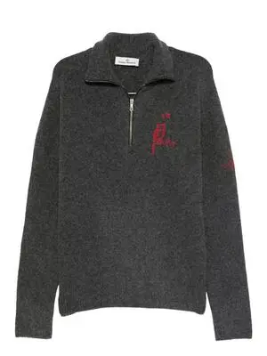 VIVIENNE WESTWOOD Embroidered-logo Half-zip Sweater - Grey