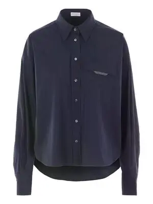 Brunello Cucinelli Embellished Pocket Shirt - Blue