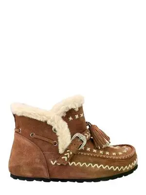 TAJI Tassel-embellished Suede Boots - Brown