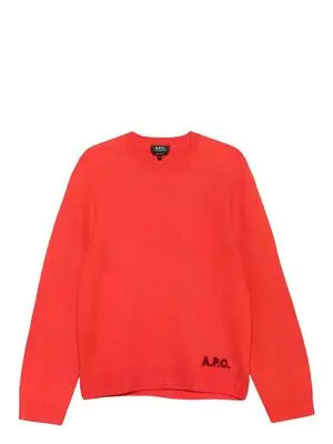 A.p.c. Logo-embroidered Crew-neck Sweater - Red