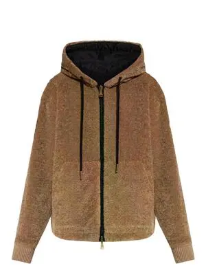 Moncler Hooded Teddy Fleece Jacket - Brown