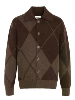 BARRIE Argyle Pattern Button Cardigan - Brown