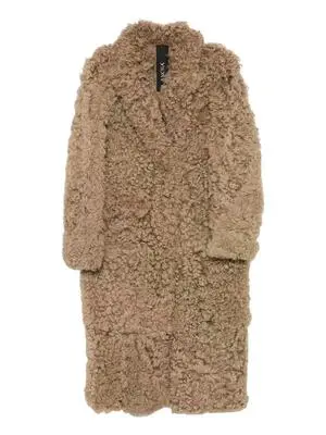 BLANCHA Shearling Single-breasted Coat - Neutrals