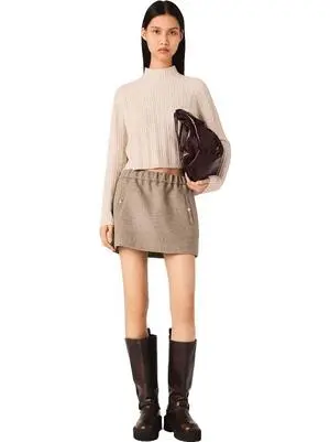 Maje Cable-knit Cropped Cashmere Sweater - Brown / Neutral