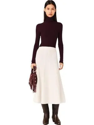 Maje Long Knit Skirt - Neutral / White