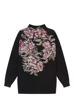 Malìparmi Floral Embroidered High-neck Sweater - Black