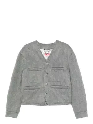 Kenzo Collarless Brushed Wool Jacket - Grey