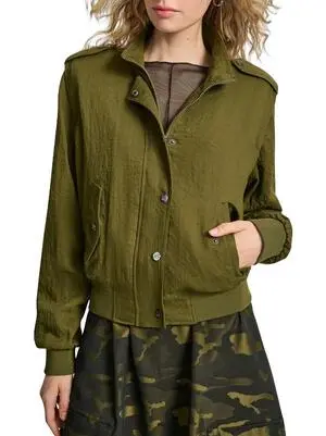 Dkny Twill Bomber Jacket - Dark Olive