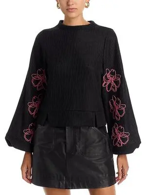 AREA STARS Embroidered Top - Black