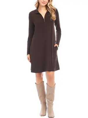 Karen Kane Zip Up Travel Dress - Brown