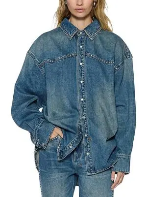 Ksubi Oversized Studded Shirt - Denim