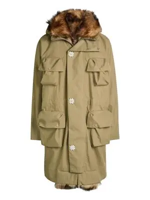Simone Rocha Faux Fur-trimmed Cotton-blend Parka Coat - Stone