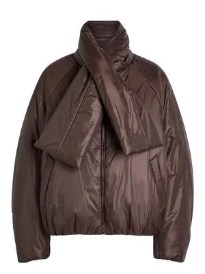 ARMARIUM Scarf-effect Padded Nylon Jacket - Chocolate