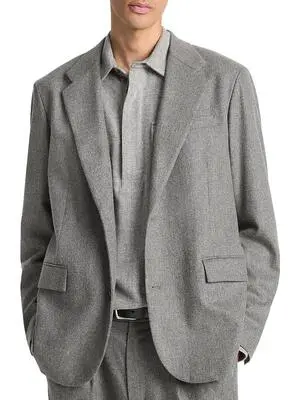 Vince Flannel Regular Fit Blazer - Medium Heather Gray
