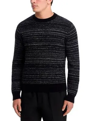Vince Marled Striped Crewneck Sweater Black Medium