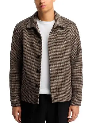 Vince Houndstooth Bomber Jacket - Dark Roast