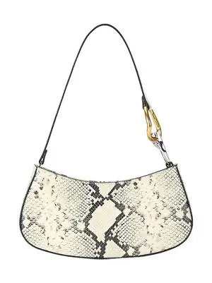 Staud Ollie Snake Embossed Leather Bag - White Snake Leather