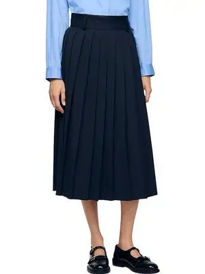 Sandro Pleated Skirt - Navy Blue