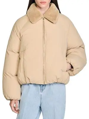 Sandro Puffer Jacket - Beige