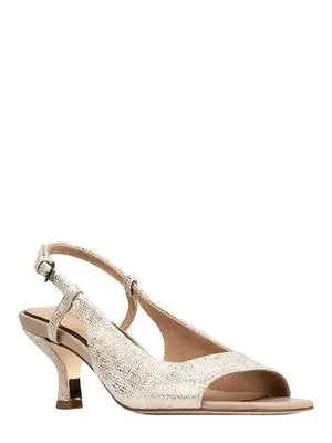 DONALD PLINER Grinn Leather Peep Toe Slingback Pumps Camel