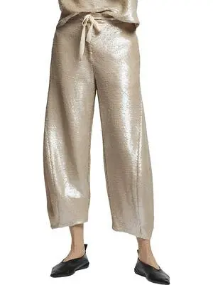 SAINT ART Shane Sequin Barrel Pants - Pearl
