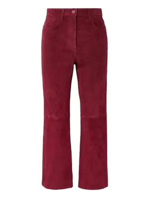 JOSEPH Duke Cropped Suede Pants - Red