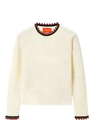La DoubleJ Scallop-trimmed Wool-blend Sweater - Neutrals