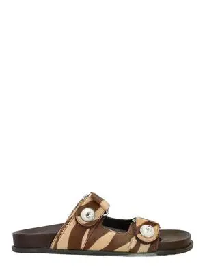 JIMMY CHOO Zebra-print Button-detail Sandals - Brown