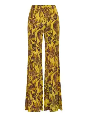 Malìparmi Floral-print Flared Trousers - Yellow