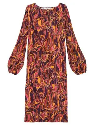 Malìparmi Floral-print Balloon-sleeve Midi Dress - Red