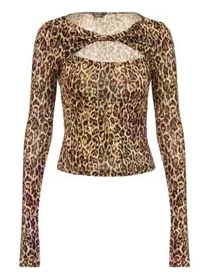 Just Cavalli Leopard-print Twist-detail Top - Brown