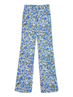 Malìparmi Floral Print Wide Leg Trousers - Blue