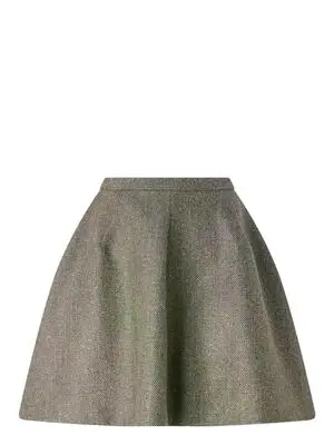GENNY Herringbone Pleated A-Line Skirt