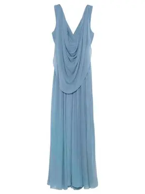 Elie Saab Draped V-neck Maxi Dress - Blue