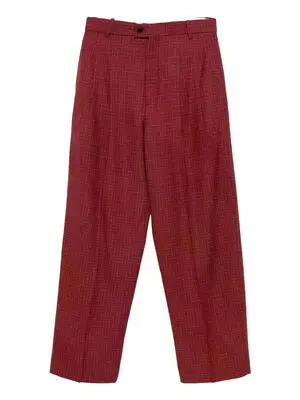 Kenzo Pleated Grid-pattern Trousers - Red