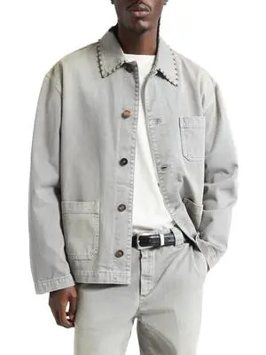 GOLDEN GOOSE Journey Studded Cotton Twill Chore Jacket - Grey