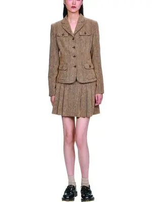 Anna Sui Herringbone Tailored Jacket - Caramel