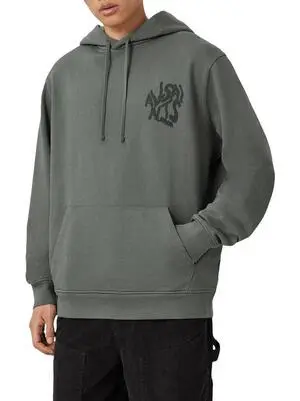 ALLSAINTS Orlando Logo Cotton Graphic Hoodie - Gastor Green