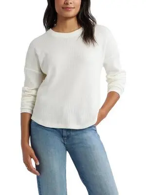 Caslon Long Sleeve Waffle Knit T-shirt - Ivory Pristine
