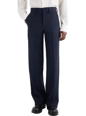 Dries Van Noten Panvel Wide Leg Wool Pants - Navy