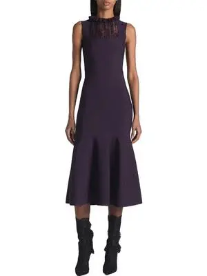Alexander McQueen Lace Paneled Flared Midi Dress - Violet