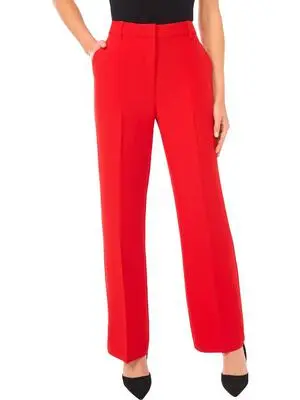 Halogen High Waist Straight Leg Trousers - Classic Cherry
