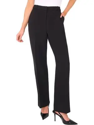 Halogen High Waist Straight Leg Trousers - Rich Black