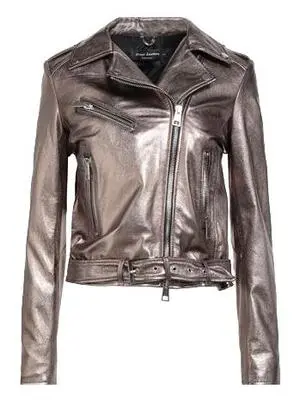 STREET LEATHERS Metallic Leather Biker Jacket - Rose Gold