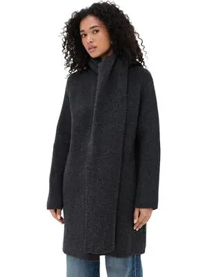 Vince Draped Car Coat - Dk H Grey