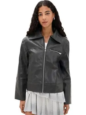 MADISON THE LABEL Axel Faux Leather Jacket - Licorice