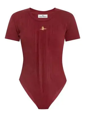 VIVIENNE WESTWOOD Orb-Embellished Ribbed Bodysuit Red